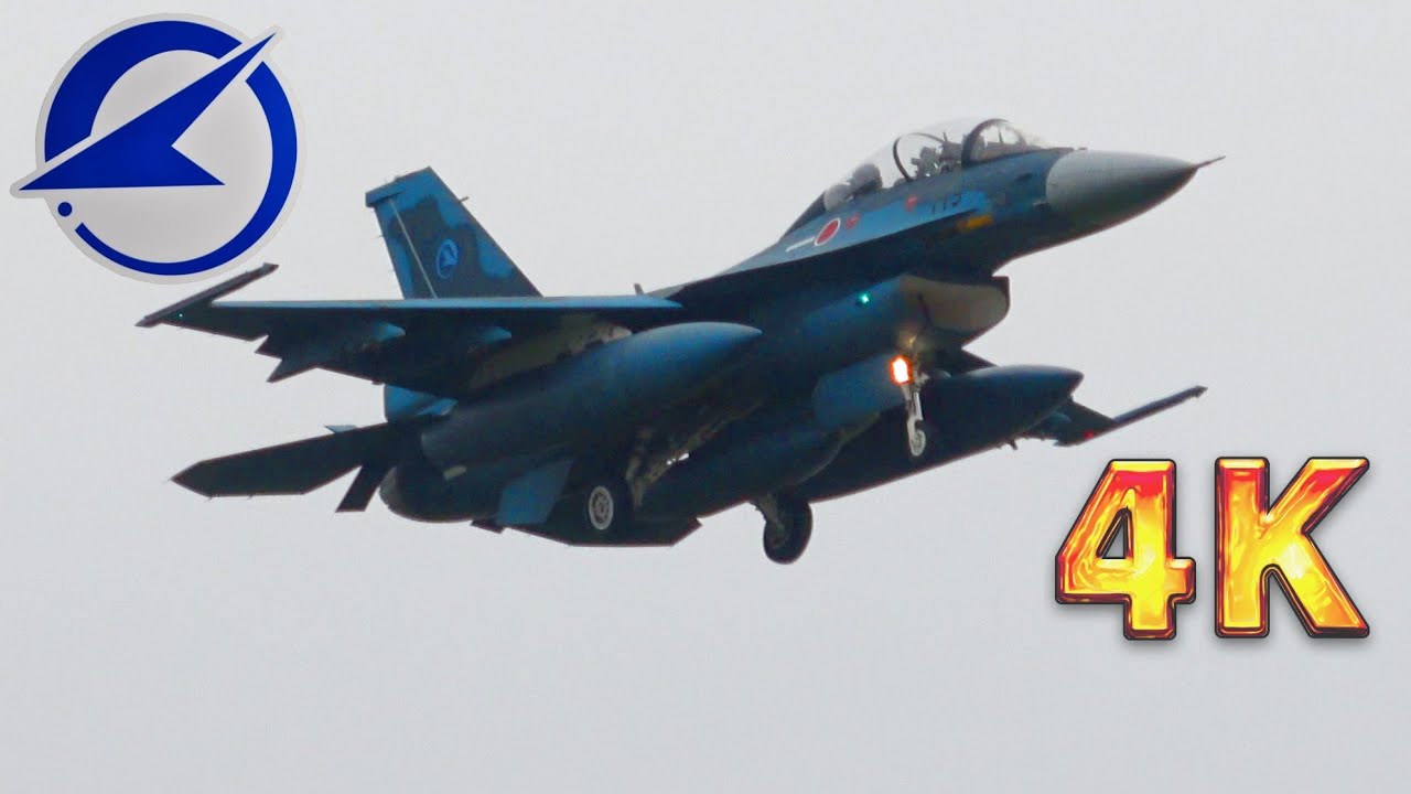 【4K】タンク3本装備で重々しく飛び回るF-2戦闘機【航空自衛隊】 - YouTube