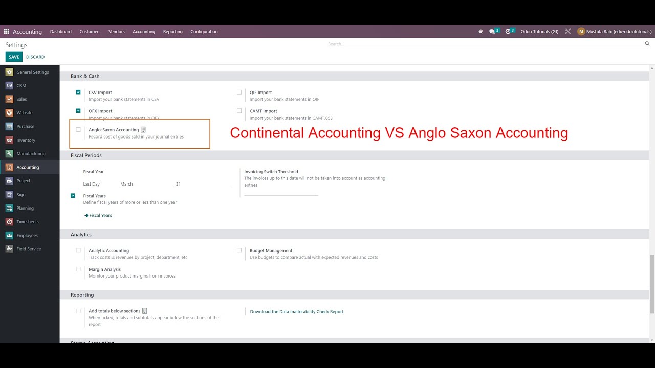 Continental Accounting VS Anglo Saxon Accounting Odoo | Odoo Stock ...