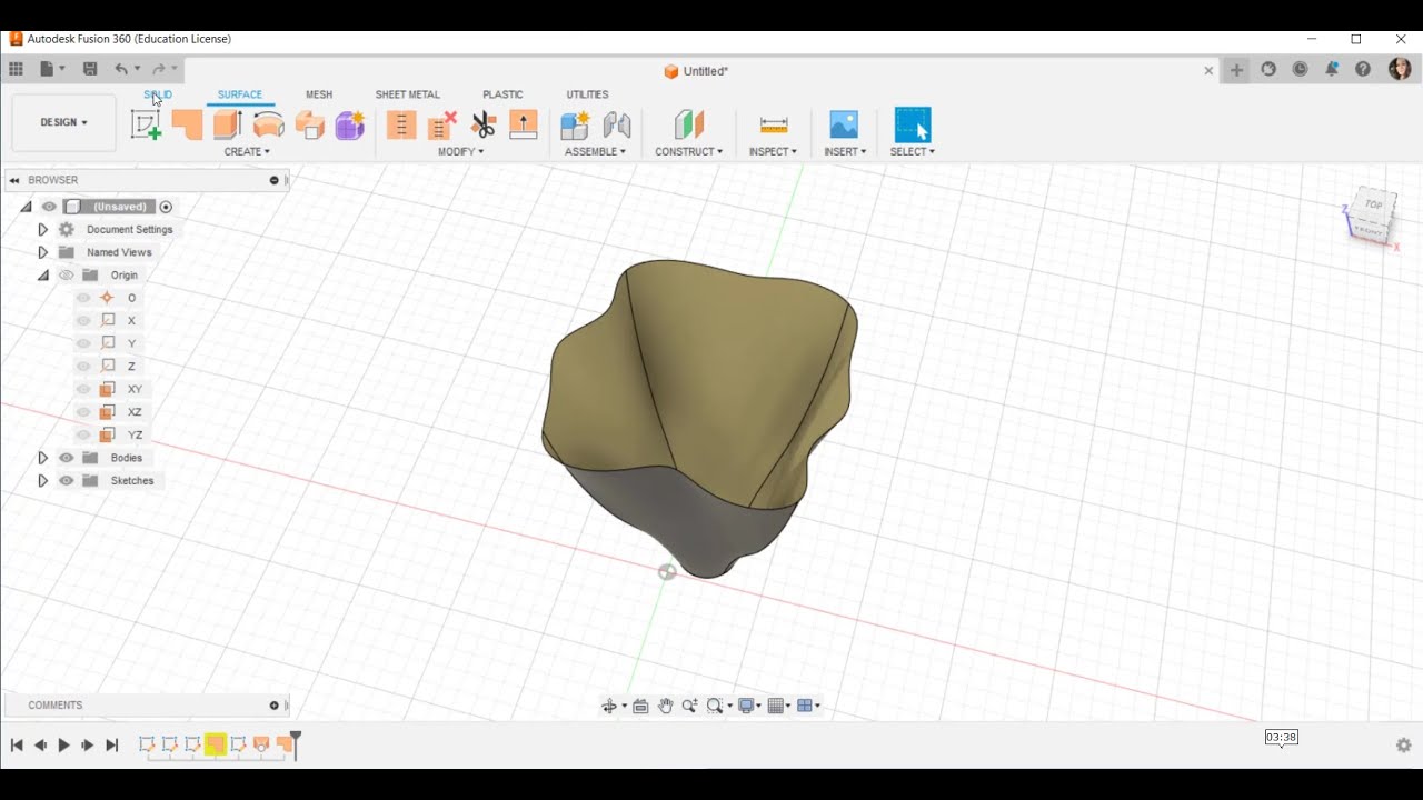 Fusion 360 Make an Organic Vase in the Surface Workspace - YouTube