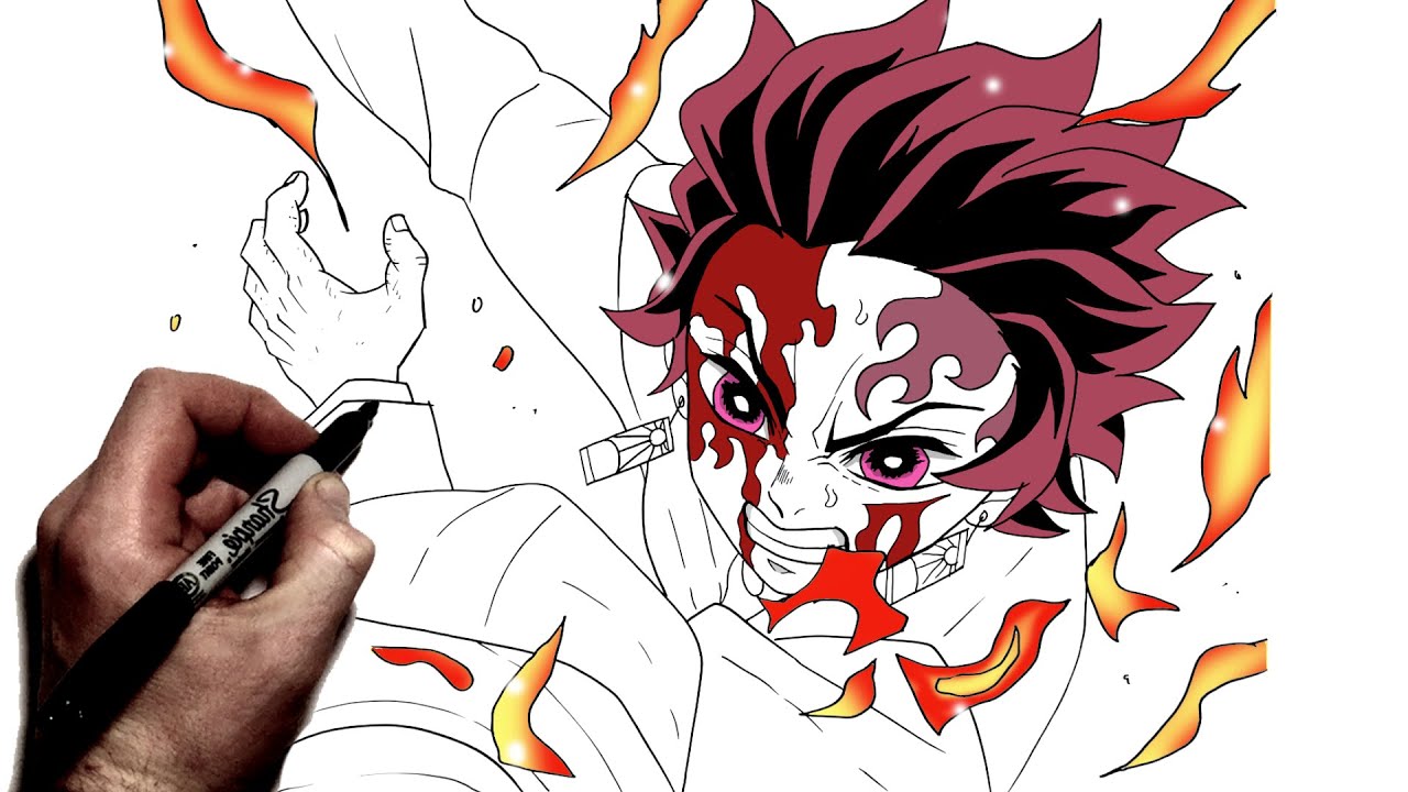 How To Draw Tanjiro (Intense) | Step By Step | Demon Slayer - YouTube