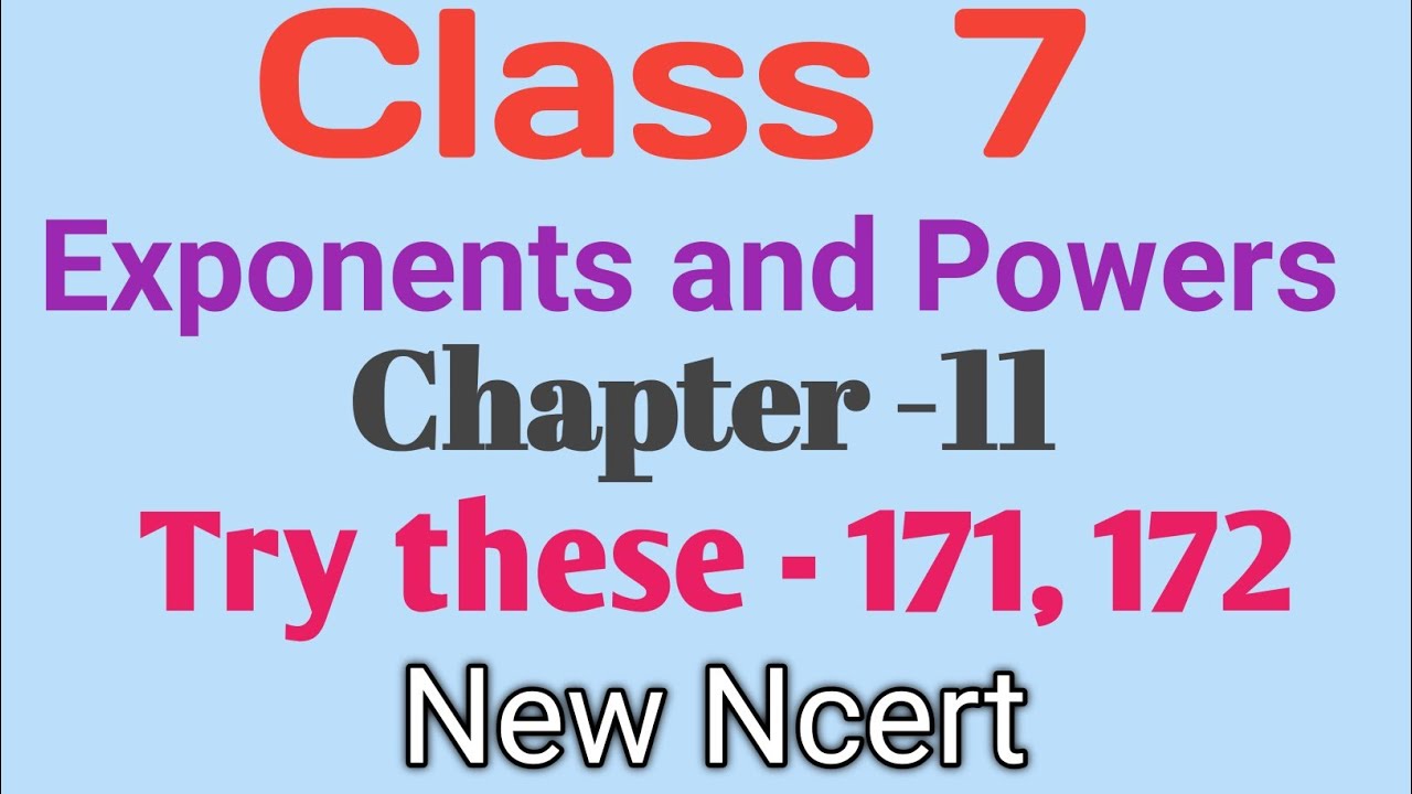 Class 7 Maths - exponents and Powers - Try these Page No - 171, 172 New ...