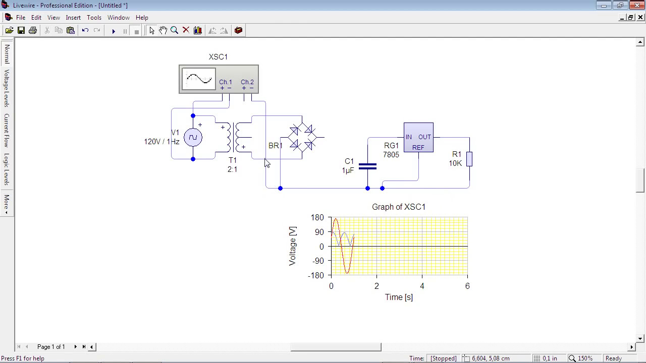 SIMULACION CON LIVEWIRE. CIRCUITO CON RECTIFICADOR Y FILTRO. - YouTube