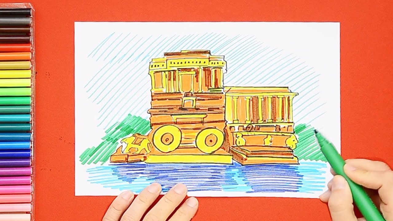 How to draw Hampi, Karnataka - YouTube
