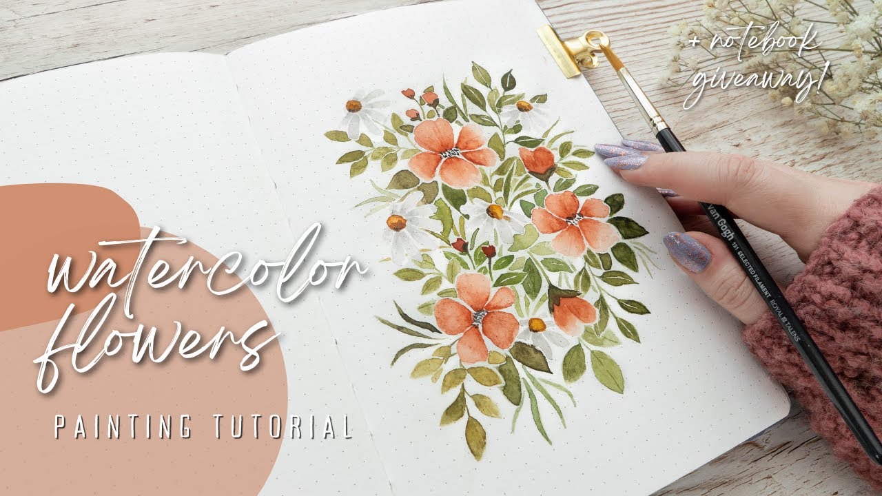 Painting Watercolor Flowers + Perfect Watercolor Notebook | Beginner ...