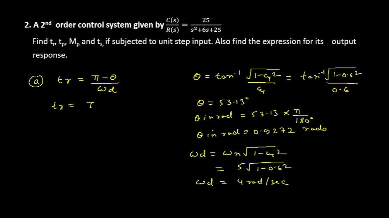 Numerical 2: Determine tr, tp, Mp, ts(2nd Order Control System) - YouTube