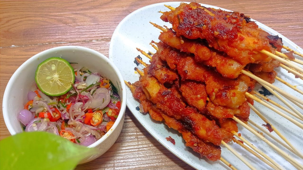RESEP SATE AYAM PEDAS MANIS | SATE TANPA ARANG - YouTube