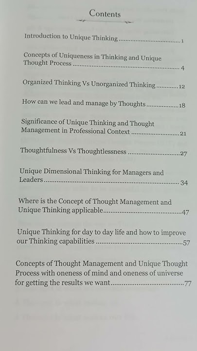 Unique Thinking Chapters - YouTube