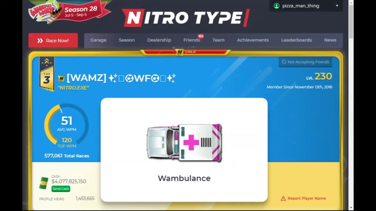 I beat ꧁⚽WF⚽꧂ in Nitro Type! - YouTube