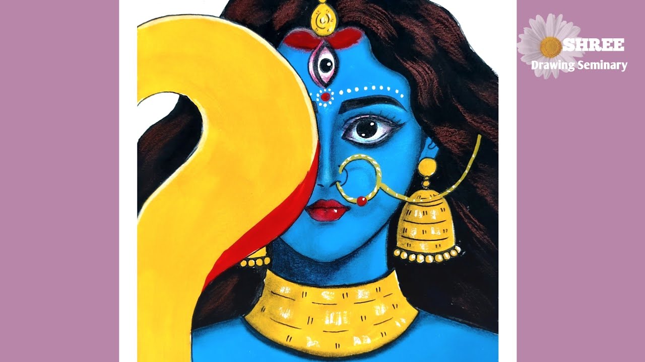 Maa Kali Drawing Very Easy Step By Step / Goddess Kali Drawing - YouTube
