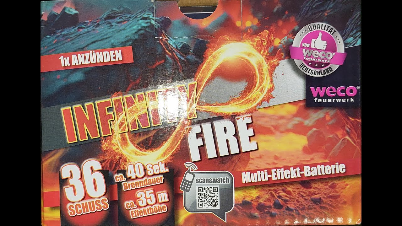 Weco Fireworks: Infinity Fire - F2 Battery 1.4G - 20mm caliber, 36 shots (2023) - YouTube