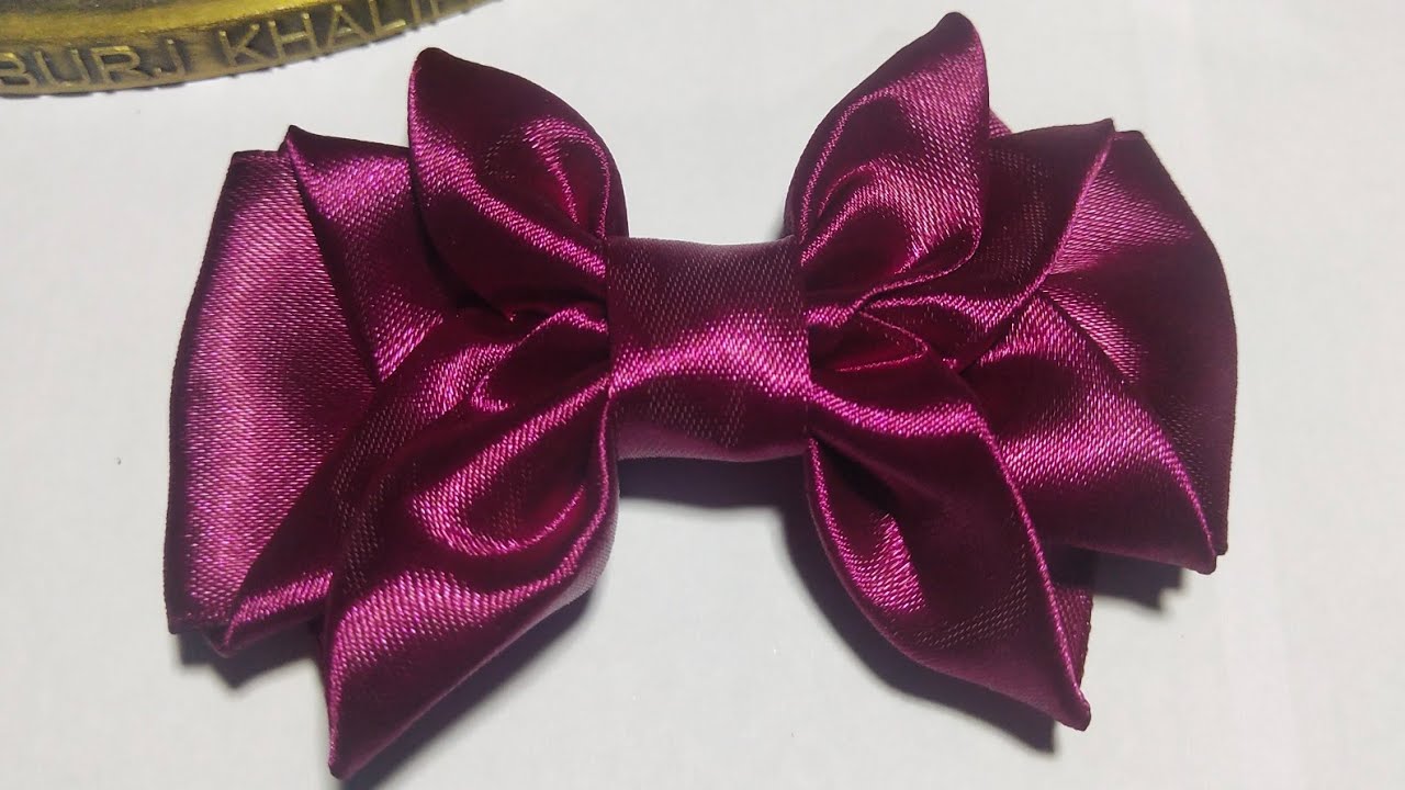 Satin Ribbon Bow DIY | Tutorial how to make Satin Ribbon Bow | Kreasi ...
