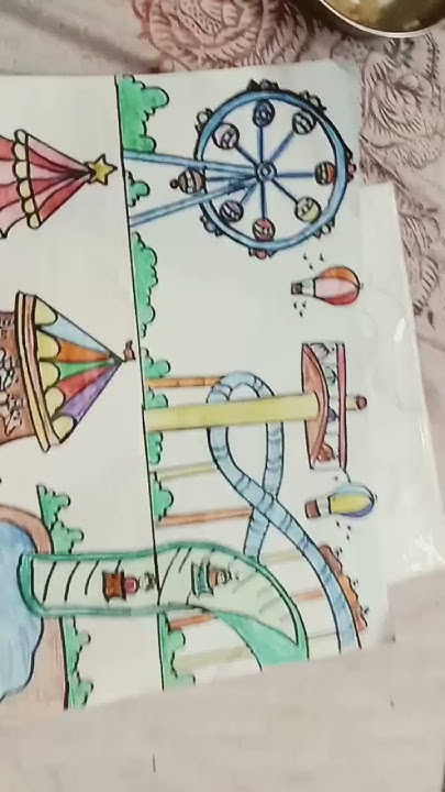 A DAY IN THE THEME PARK DRAWING EASY #popular #drawing #trending - YouTube