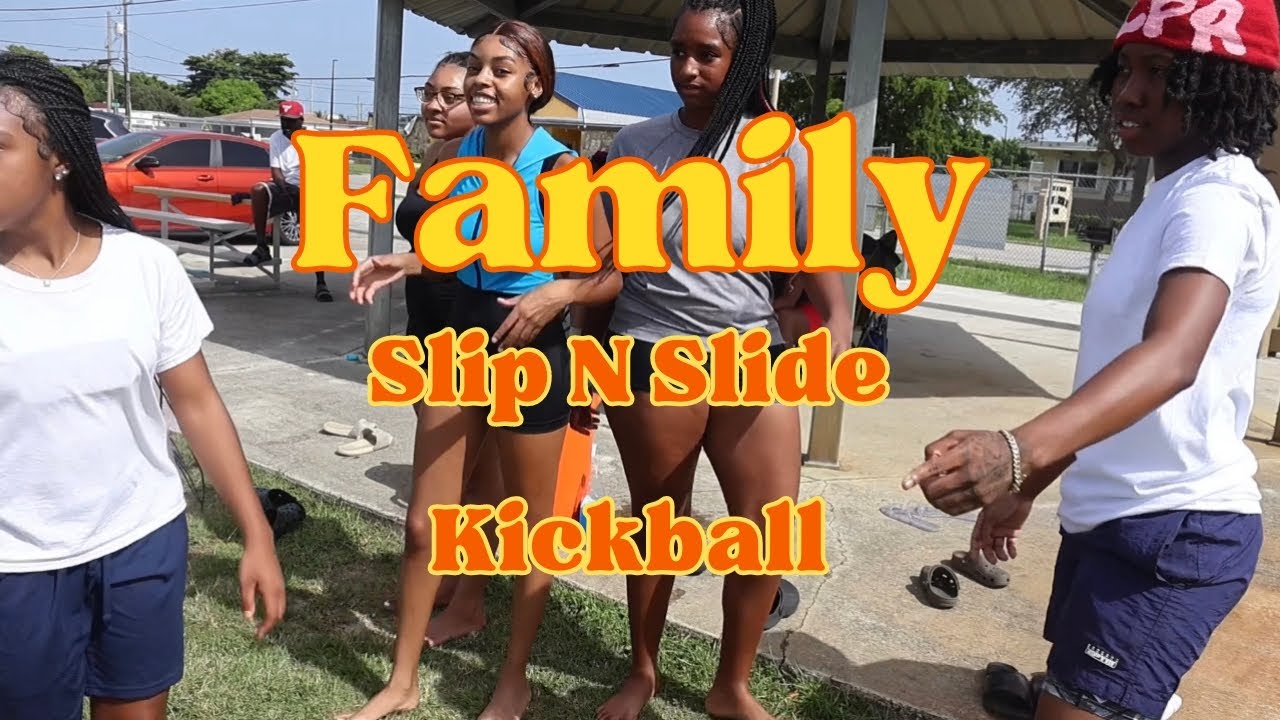 Kickball With a Twist. Slip n Slide Kickball With Family DRG - YouTube