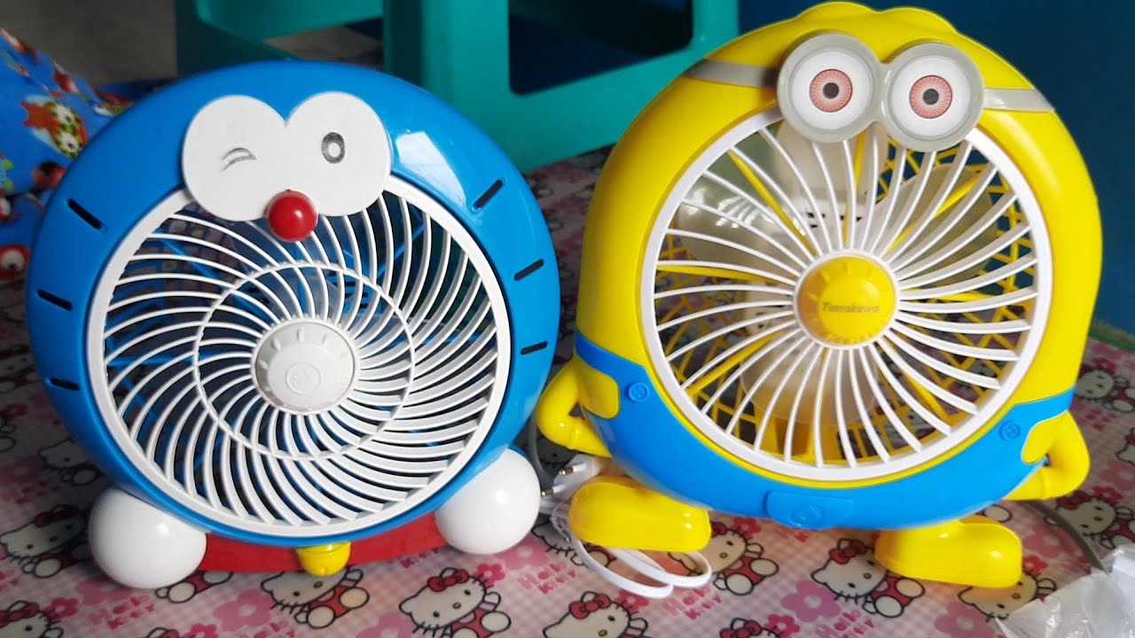 Kipas Angin Duduk Karakter Kartun Lucu-Lucu Minions dan Doraemon - YouTube