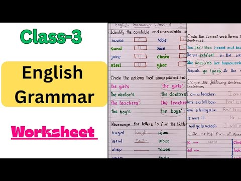 Class 3 English Grammar || English Grammar Worksheet For Class 3 - YouTube