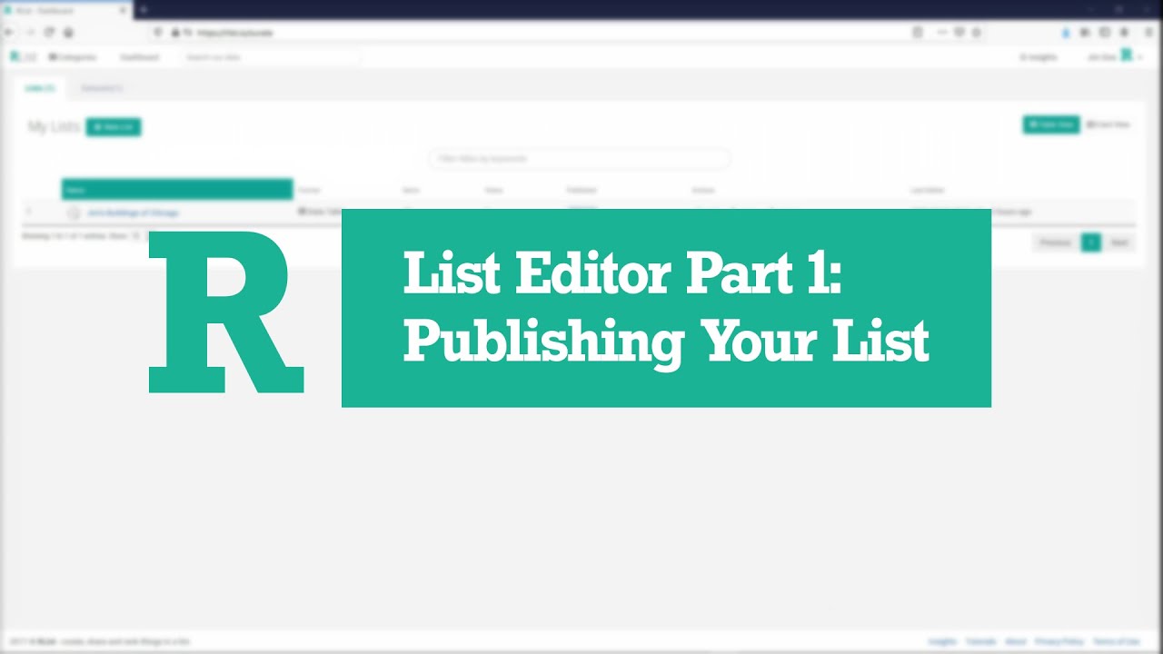 List Editor Part 1: Publishing Your List - YouTube