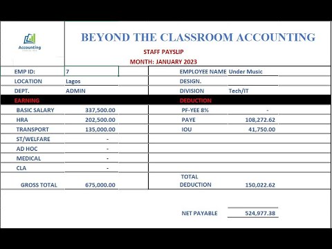 HOW TO CREATE AN AUTOMATED PAYSLIP IN EXCEL PART 2 - YouTube