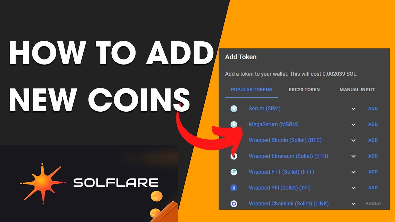 Solflare Wallet Tutorial: How To Add New Coins in Solflare - YouTube