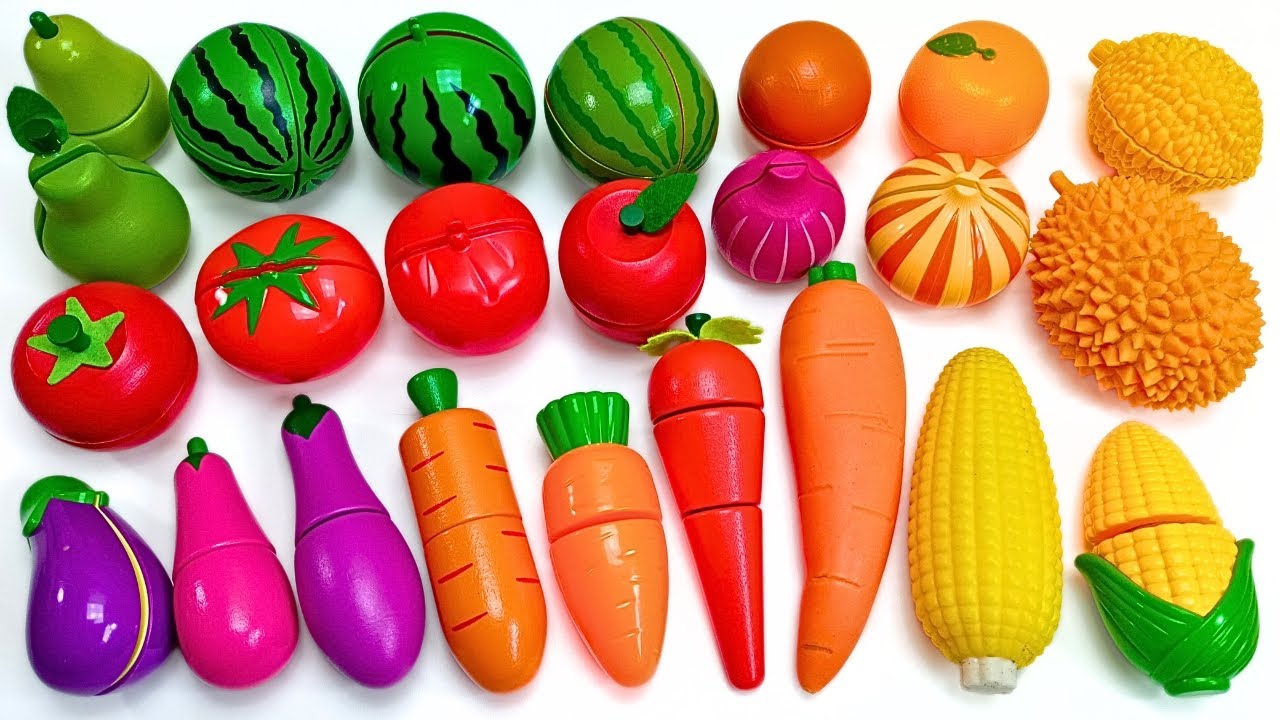 How to Cutting Wooden & Plastic Fruit Vegetables, Eggplant Carrot | Satisfying Video Squishy ...