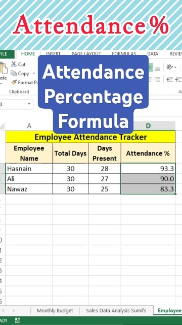 Attendance percentage formula | Attendance percentage calculation # ...