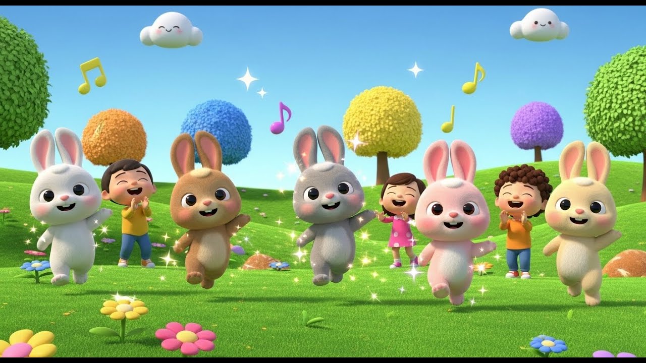 Five Little Bunnies Jumping On The Ground – Fun Nursery Rhyme for Kids ...