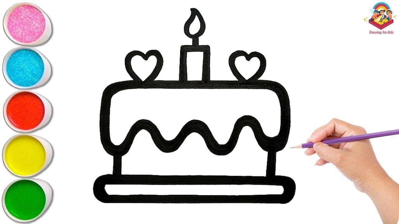 How to draw cake easy step by step || drawings and colouring for kids ...