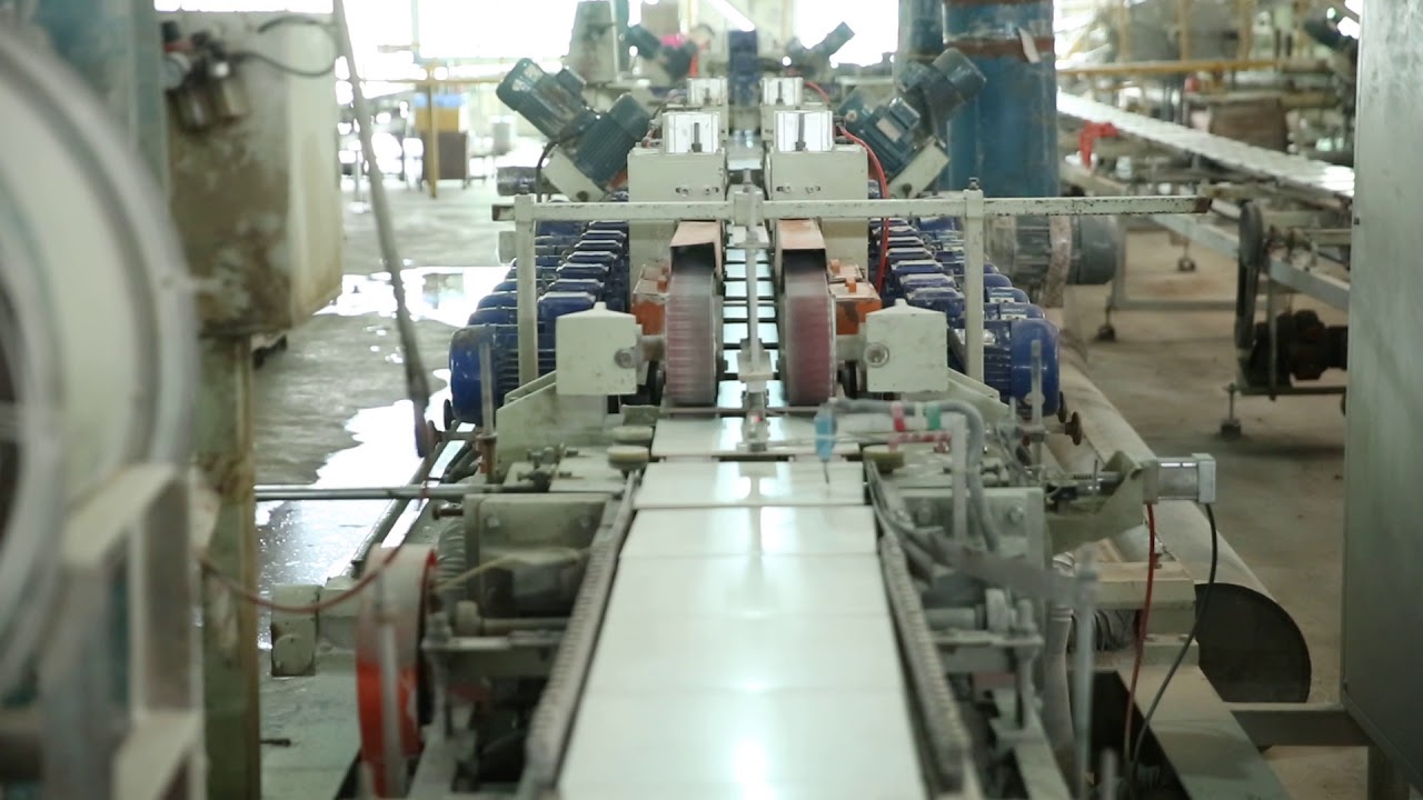 HD video Basair dry squaring machine for ceramic tile 300*600mm - YouTube