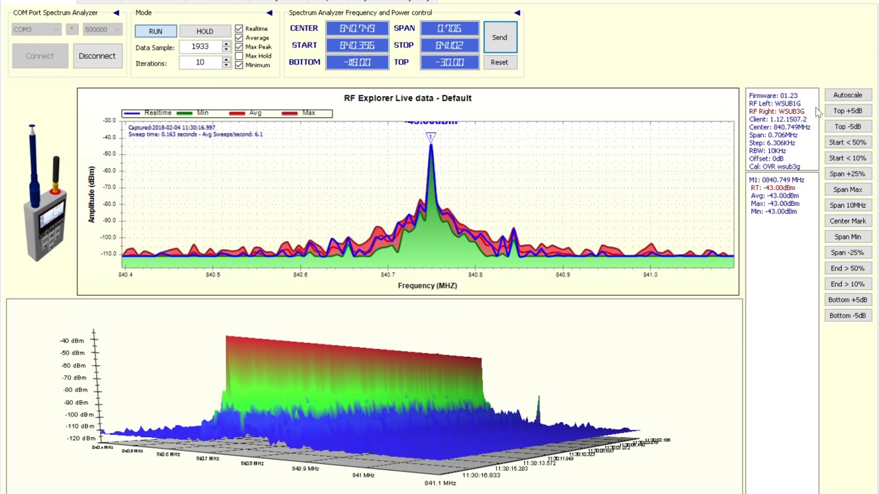RF Explorer for Windows 2 4 2018 11 27 11 AM - YouTube