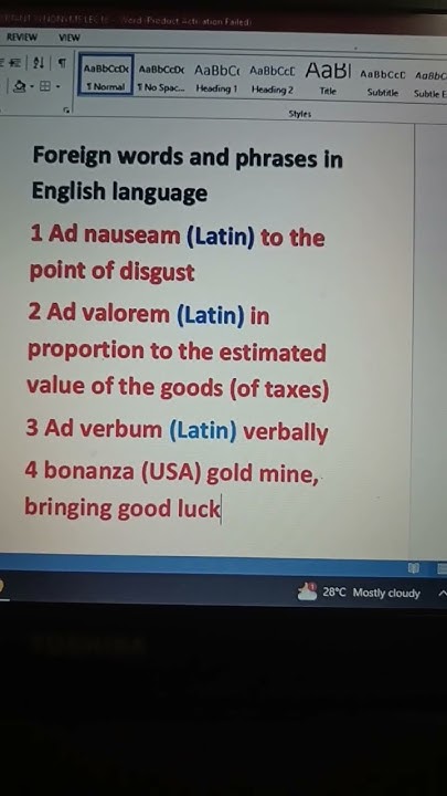 foreign language vocabulary in English language - YouTube