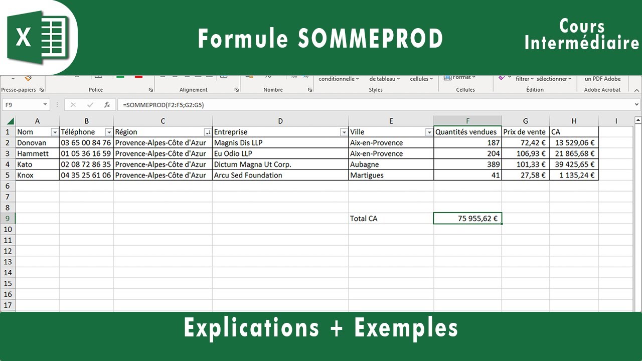 👉 Excel : Maîtriser SOMMEPROD | Multiplication et addition en une seule ...