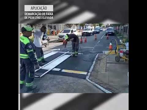 Aplicação! Demarcação de faixa de pedestre elevada. - YouTube