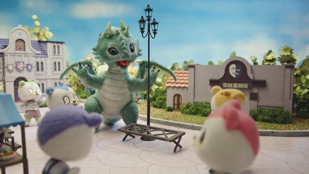 Felt Stop Motion Animation "The Little Green Dragon Attacking Aobi ...