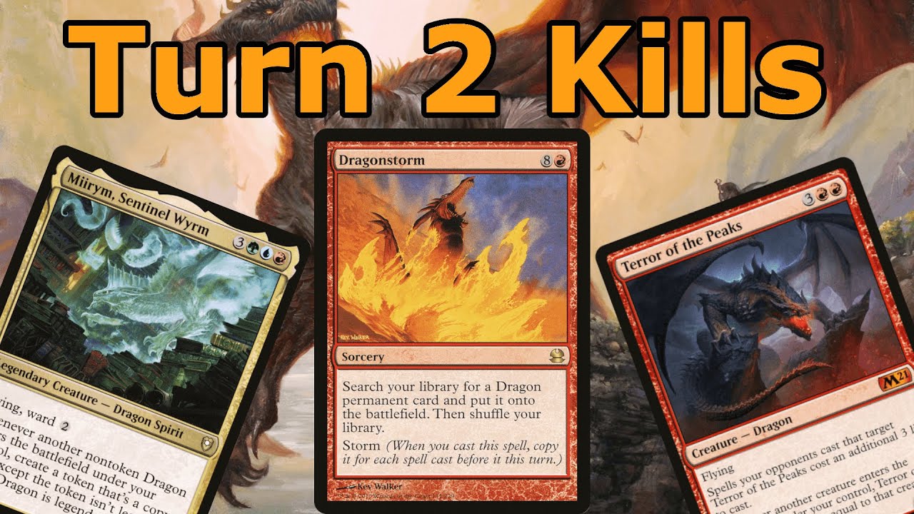 TURN 2 KILLS WITH DRAGONSTORM! (Legacy Mono Red Dragon Tribal- Miirym ...