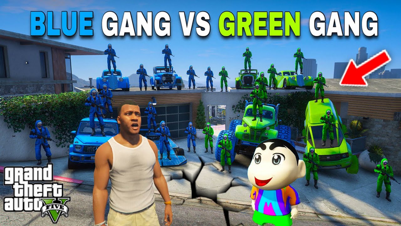 Shinchan Green Gang VS Franklin Blue Gang House Battle In GTA 5! - YouTube