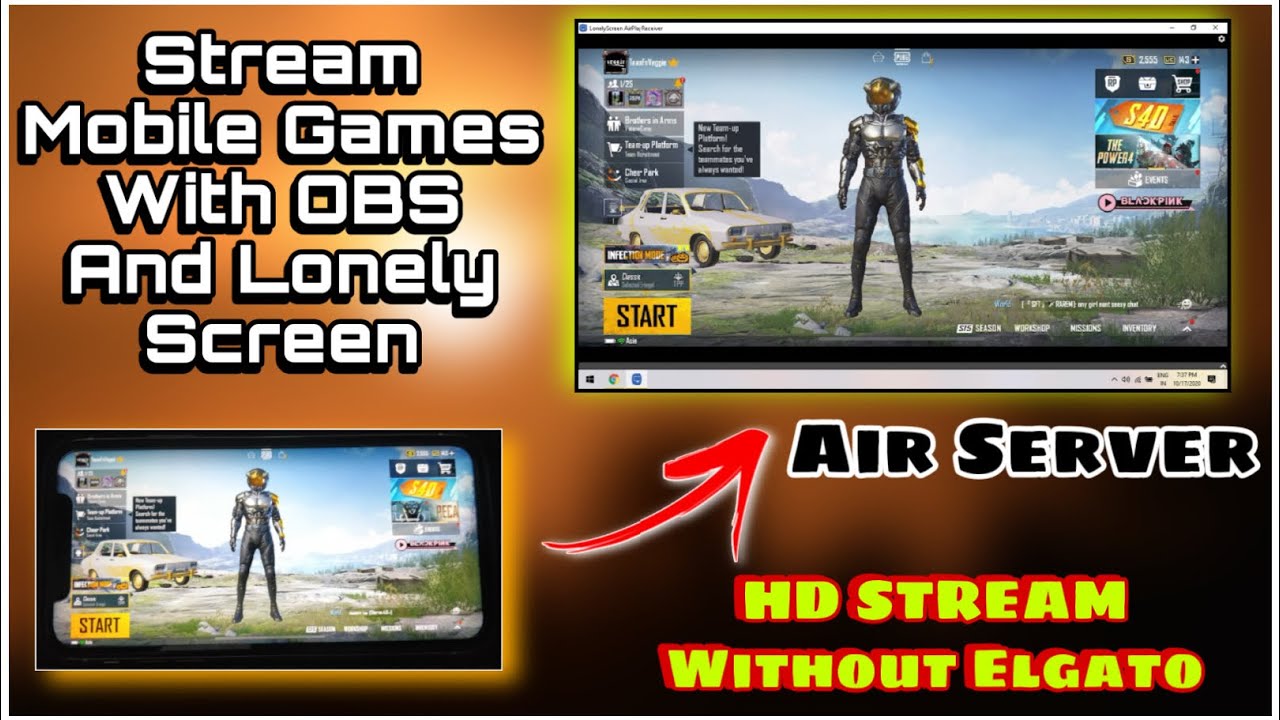 Lonely Screen : How To Stream Mobile Games With PC\OBS Without Elgato | Airserver | APower ...