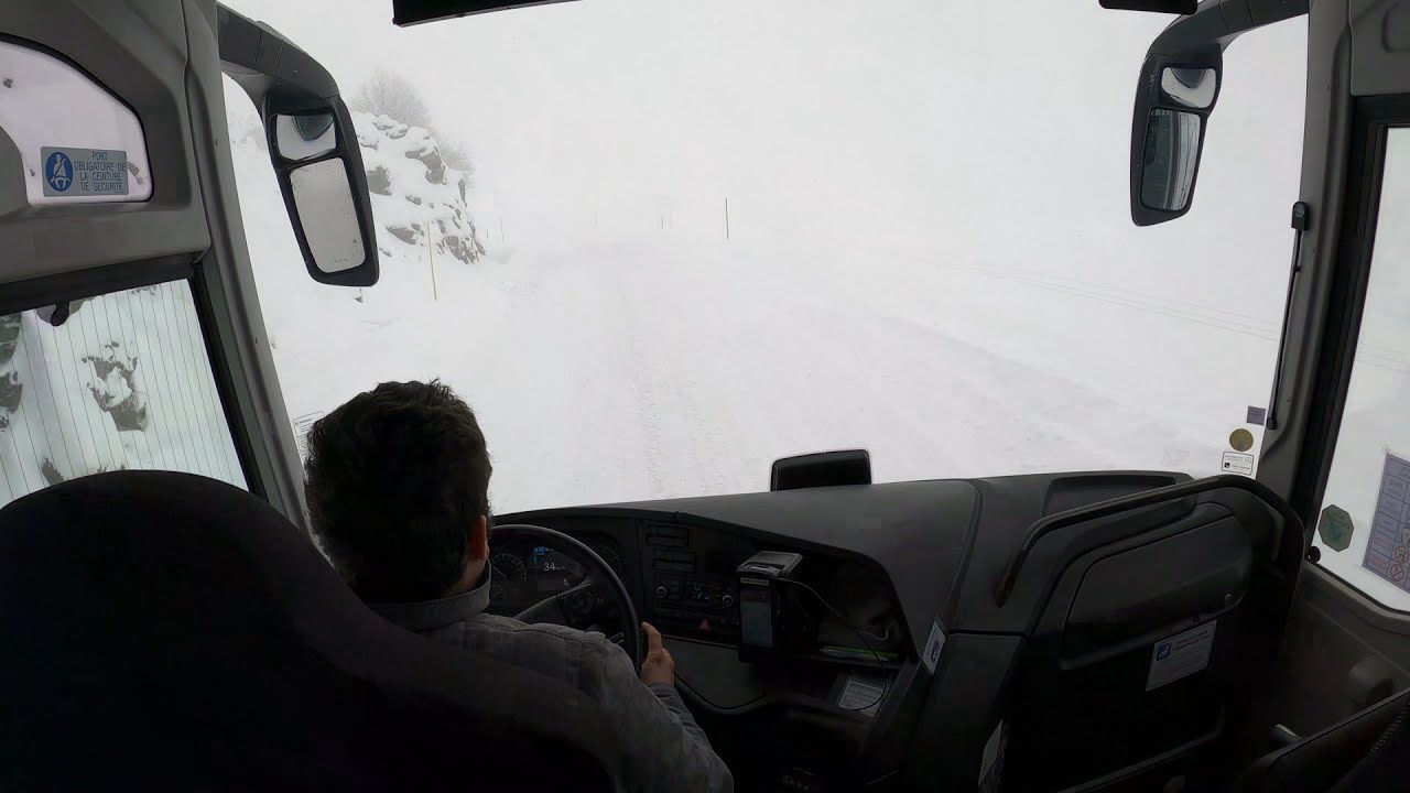 snowstorm bus drive 4K - YouTube
