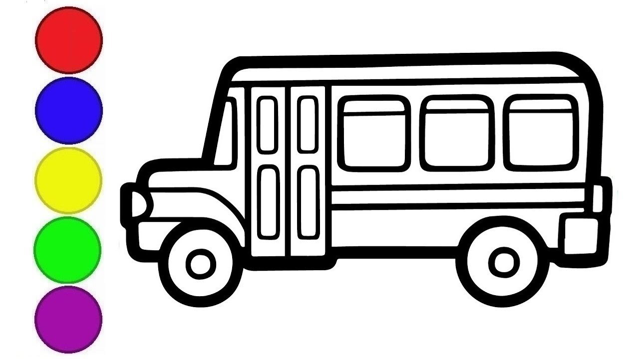 How to draw a bus / Learn colors and paint the bus - YouTube