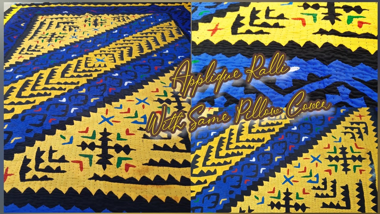 Sindhi Applique Ralli || Yellow & Blue Colours Design || Tukk Applique ...