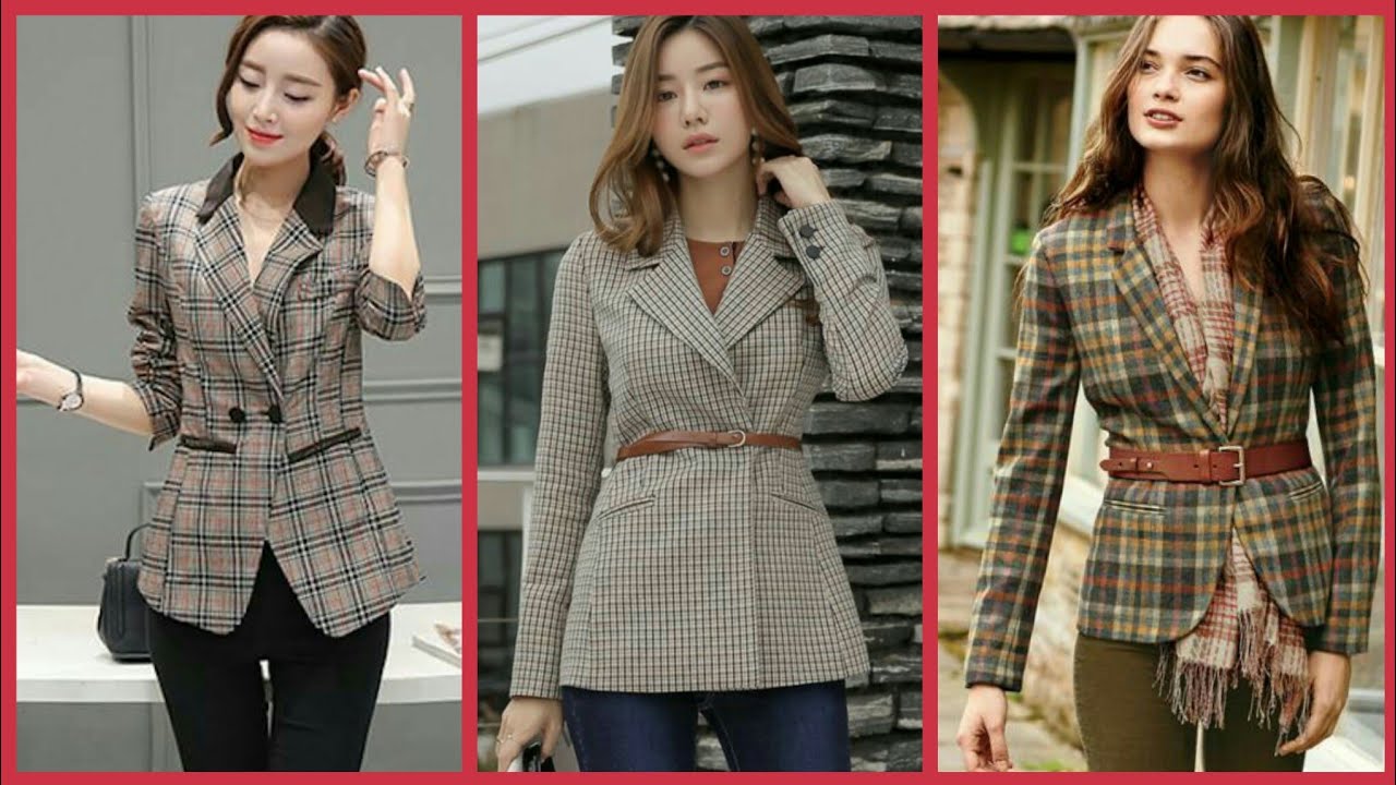New Arrival Check Print Jacket and Coats Collection For Working Womens ...