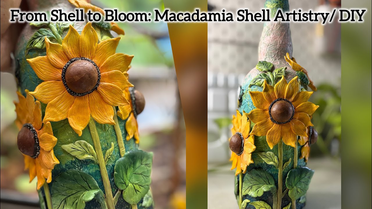 DIY: Best Out of Waste - Creating a Sunflower Using Macadamia Shells🌻 # ...