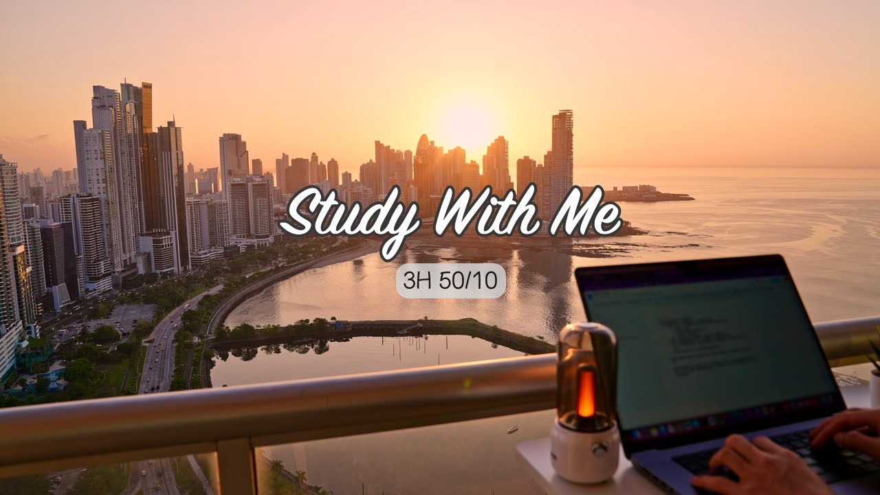 3-Hour Study with Me / Balcony Sunrise / Pomodoro 50-10 / Relaxing Lo ...