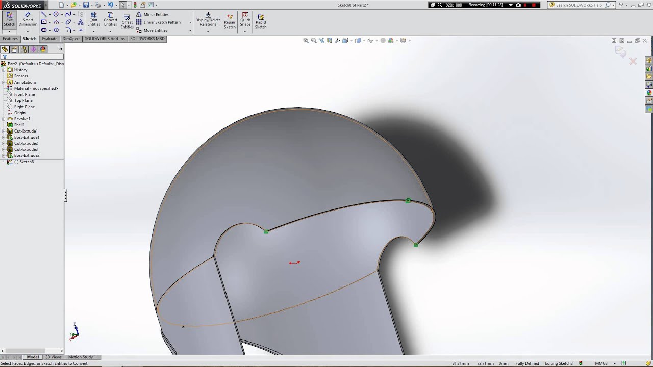 How to draw Roman soldier helmet in Solidworks - YouTube