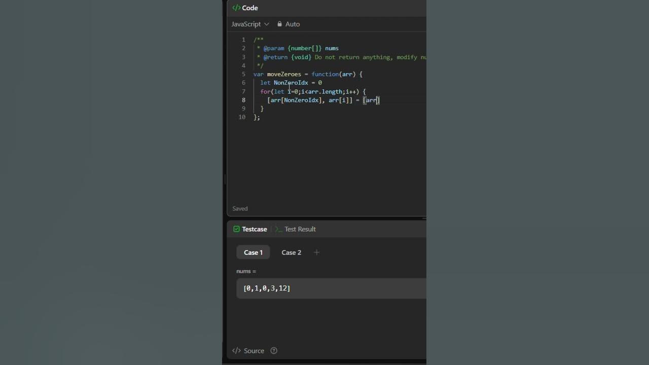 Leetocode problem - 283. Move zeroes #leetcode #coding #codewithme - YouTube