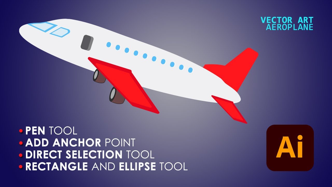 Aeroplane Illustration In Adobe Illustrator | Vector Art | Illustration ...