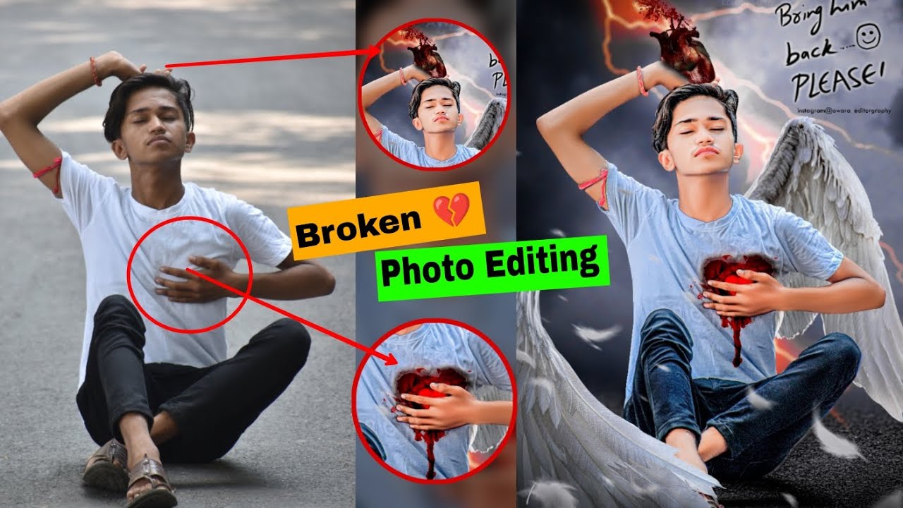 New Broken heart Photo editing 💔 | Sad photo editing Picsart | Broken ...