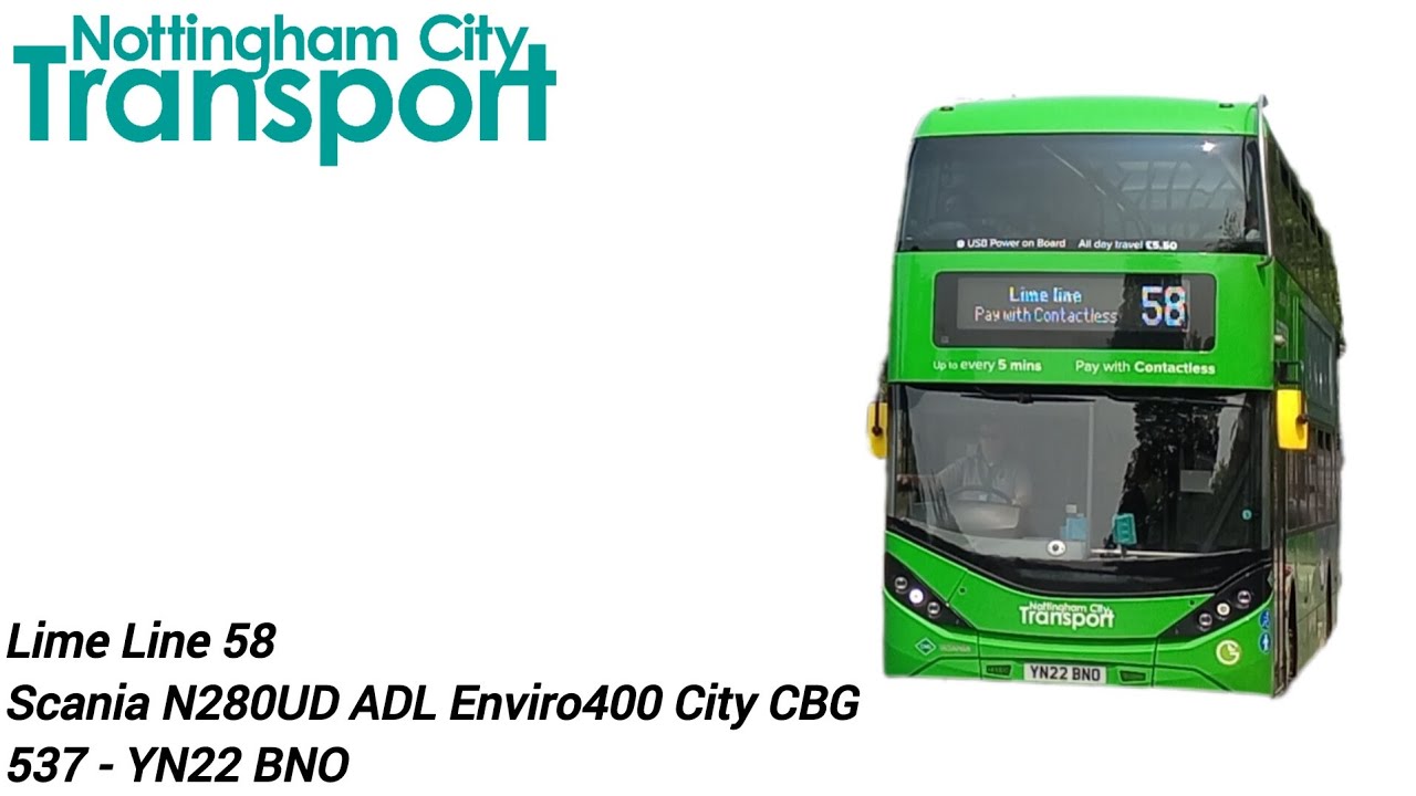 NCTX Buses 537 - YN22 BNO | Scania N280UD ADL E400 City | Lime Line 58 ...