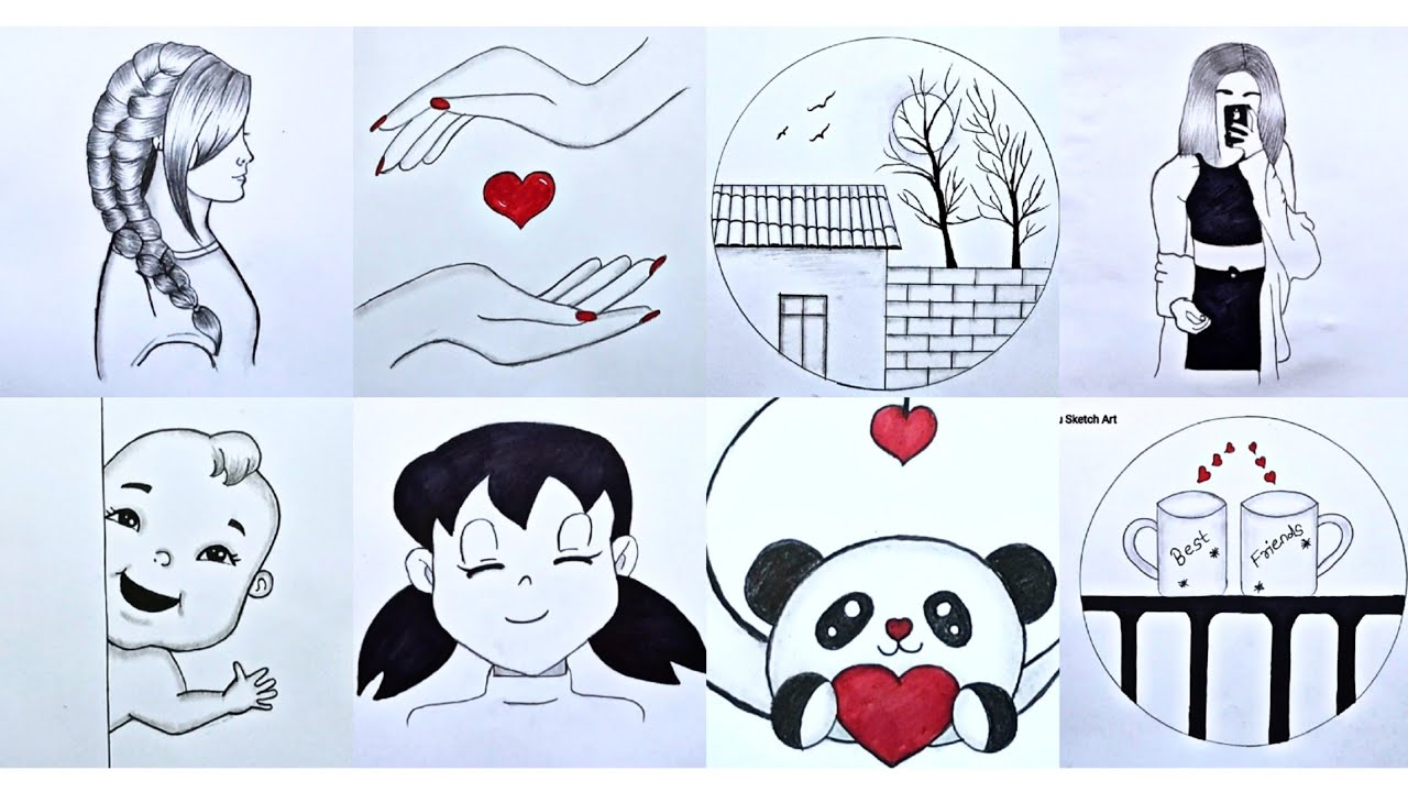 8 Easy & Cute Drawing Tutorials || 8 Drawings || Drawing Ideas || Easy ...