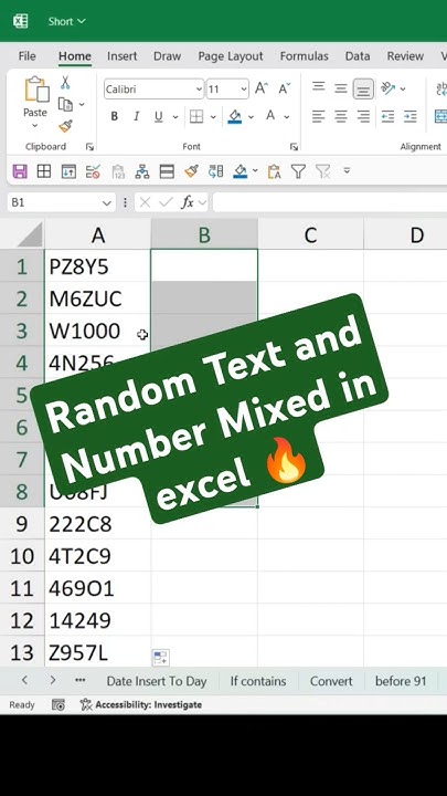 Random Text and Numbers in Excel #excelsolutions #exceltips #excelformula #shorts #ytshorts ...