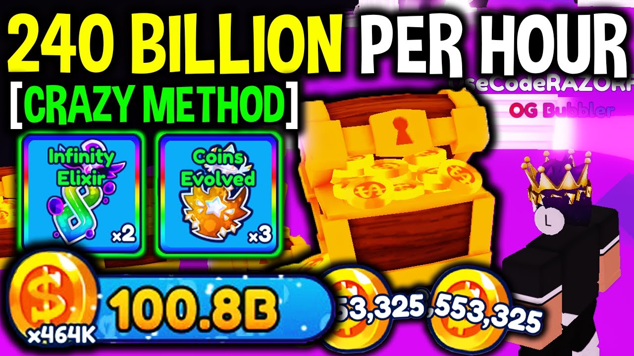 DO THIS 240 BILLION COINS EVERY HOUR METHOD in Roblox Bubble Gum ...