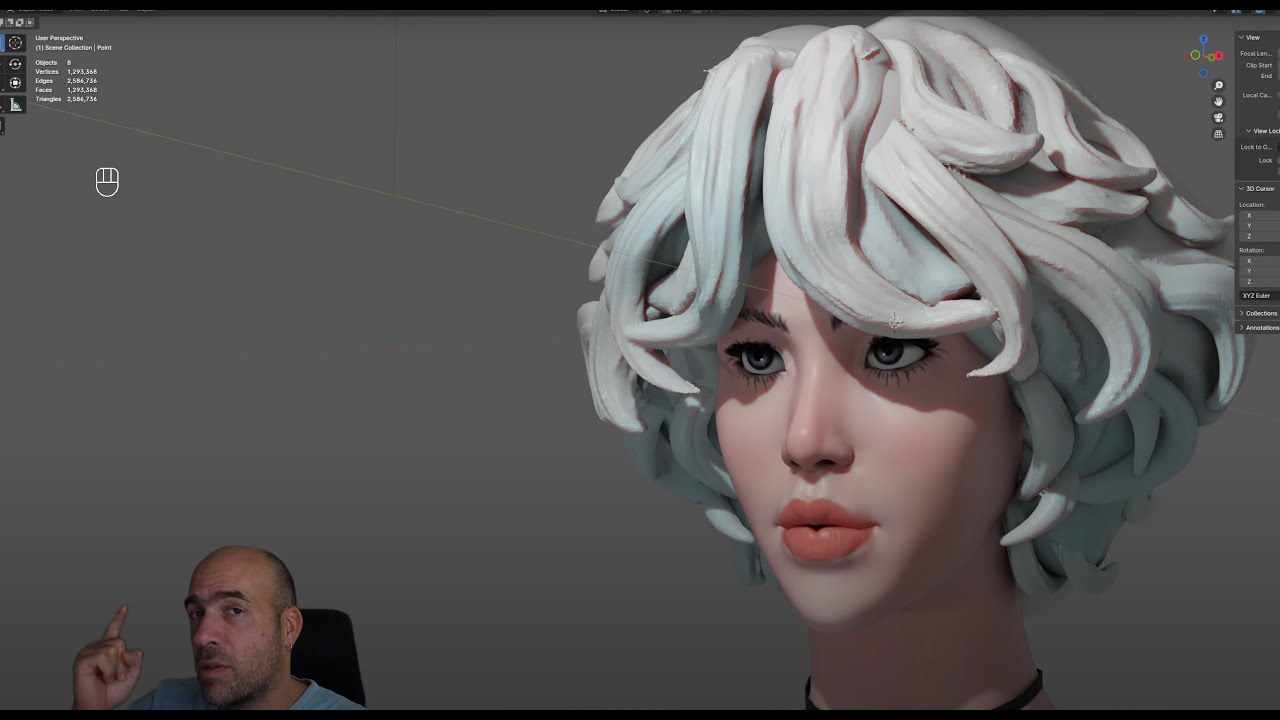 Girl face sculpting practice for around 1 hour in Blender - YouTube